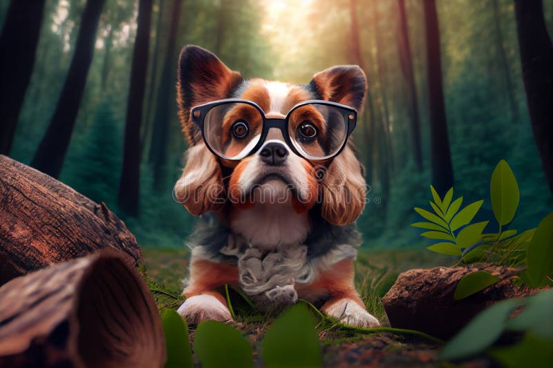 Camping in Forest with a Dog Stock Illustration - Illustration of view ...