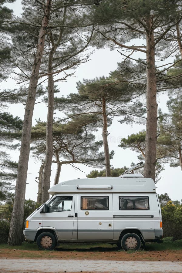 Camping in the Forest of the Motorhome . Holidays in a Camper Van Stock ...