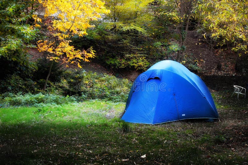 Camping in forest stock image. Image of landscape, forest - 76718375