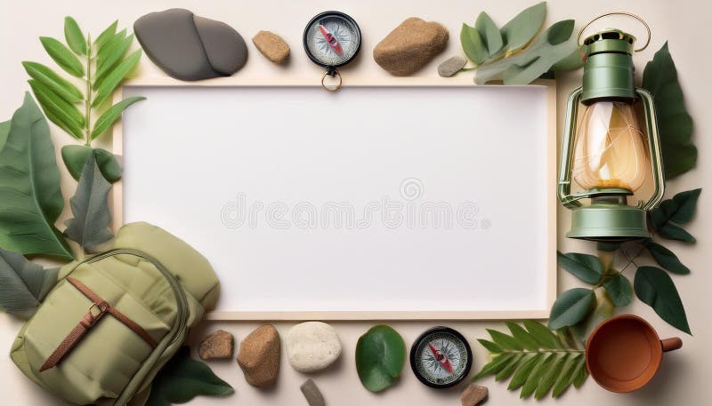 Camping Frame Mockup. Top View Layout Showing an Array of Camping and ...