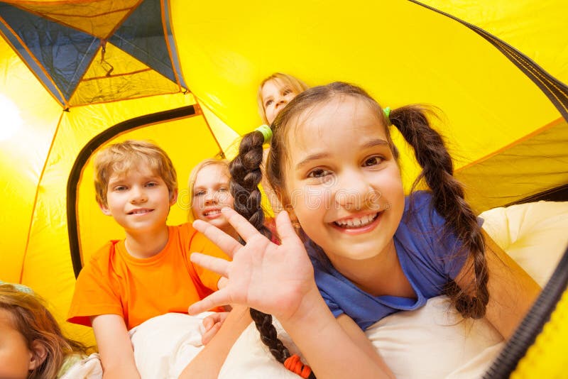 Camping is fun stock photo. Image of children, portrait - 43250380