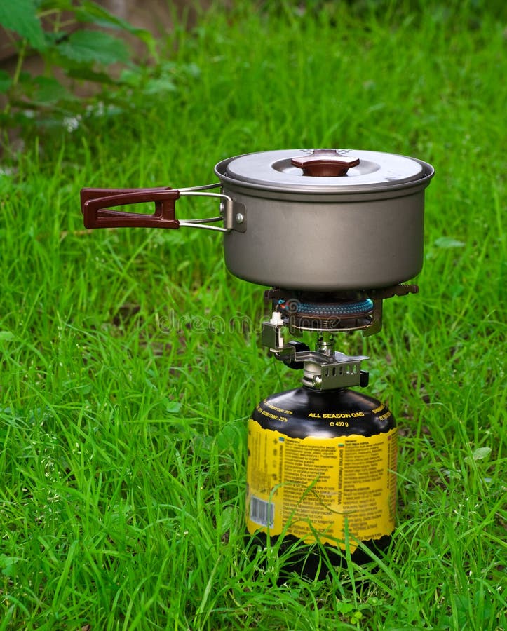 Camping gas-stove stock photo. Image of stove, grass - 11136258