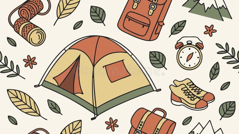 Camping Gear and Tent, Outdoor Adventure and Exploration Elements ...