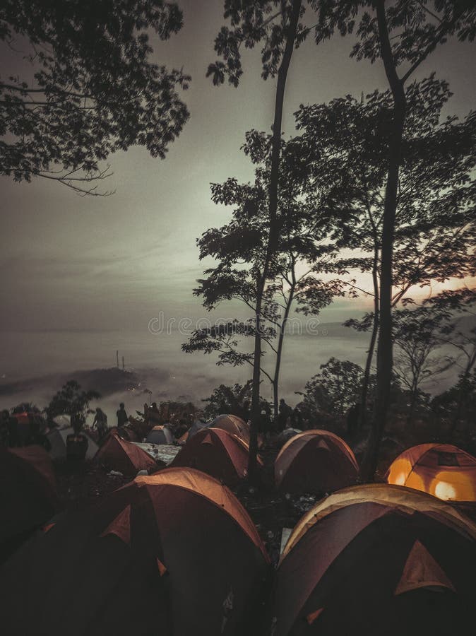 Camping Ground at Pamoyanan Hills Stock Image - Image of sunlight ...