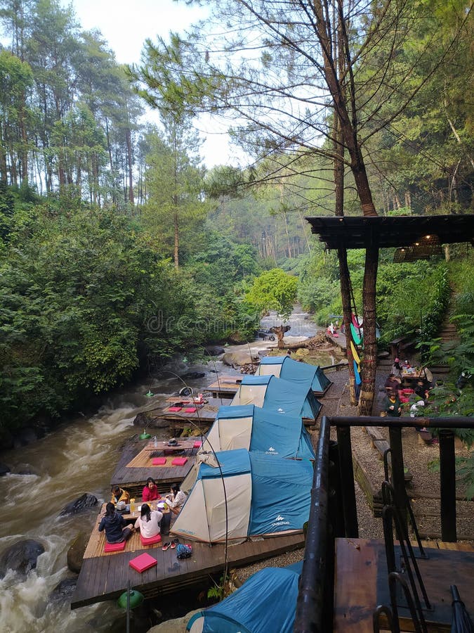 Camping Ground beside River Near Mountain Editorial Photo - Image of ...