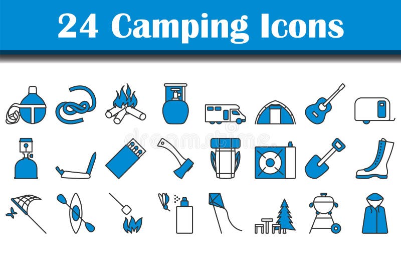Camping Icon Set stock vector. Illustration of activity - 255221147