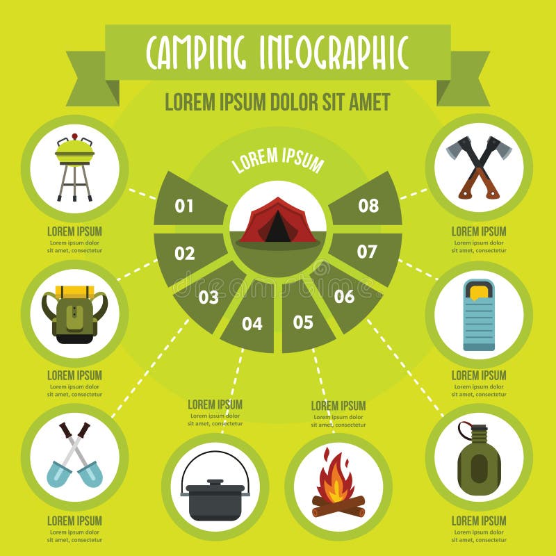 Flat Camping Infographic Concept Stock Vector - Illustration of camping ...