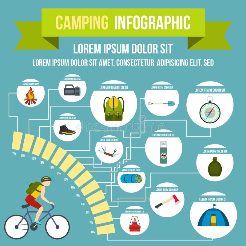 Camping infographic stock vector. Illustration of graph - 39374384