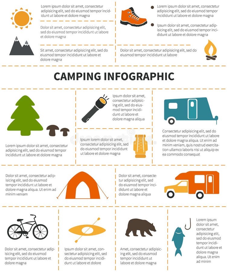 Camping infographic stock vector. Illustration of graph - 39374384