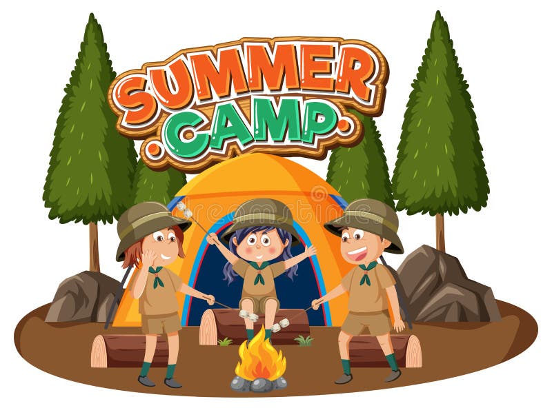 Camping Kids in Cartoon Style Stock Vector - Illustration of cute ...