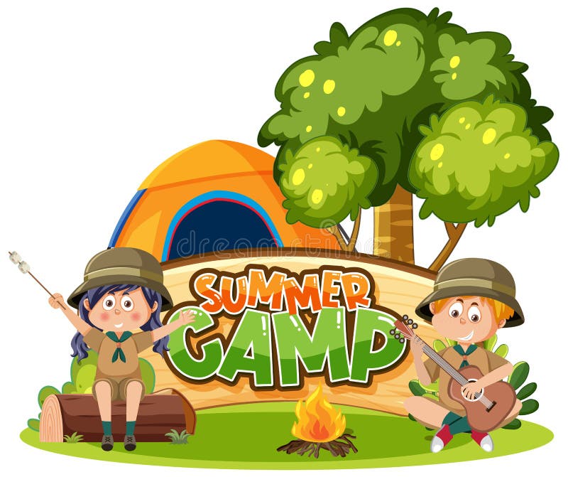Camping Kids in Cartoon Style Stock Vector - Illustration of children ...
