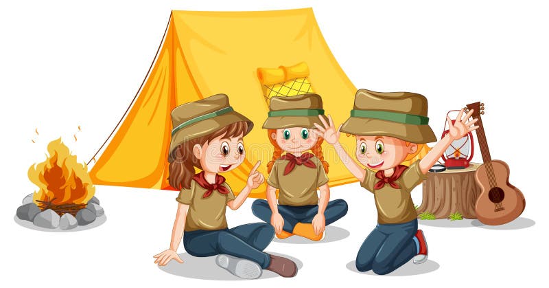 Camping Kids in Cartoon Style Stock Vector - Illustration of people ...
