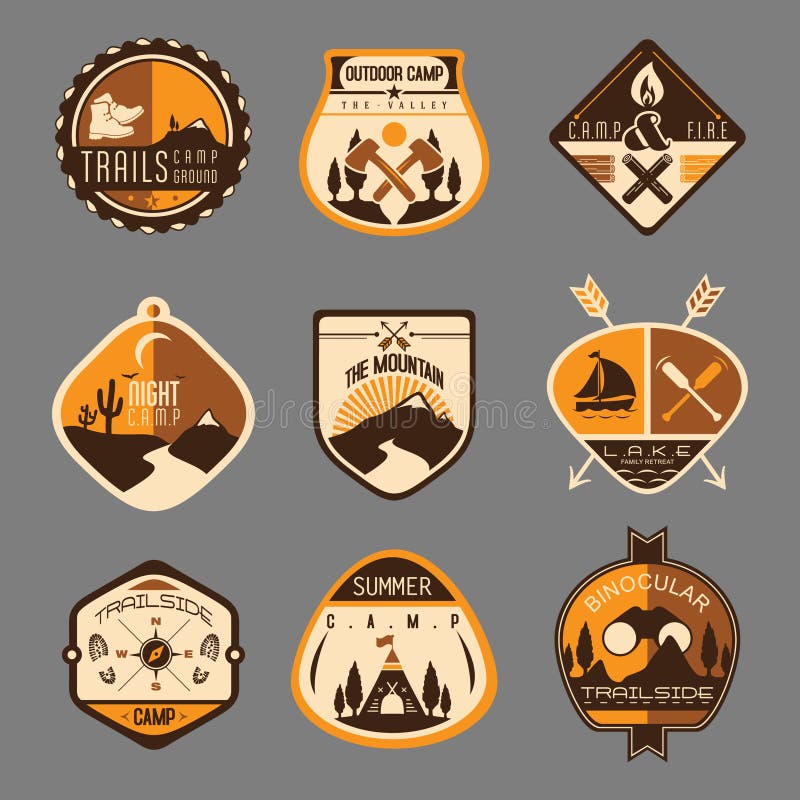 Camping labels stock vector. Illustration of outdoor - 23628978