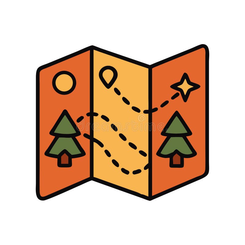 Camping Map Navigation and Exploration Stock Vector - Illustration of ...