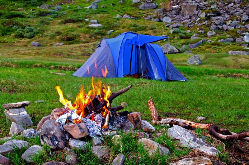Camping in the mountains stock photo. Image of outdoor - 20084806