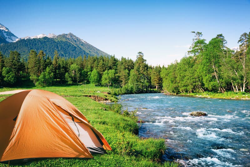 Camping in the mountains stock image. Image of nature - 3099187
