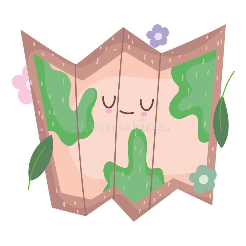 Camping Navigation Map Travel in Cartoon Style Design Stock Vector ...