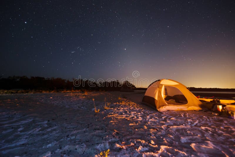 Camping on the beach stock photo. Image of outdoor, seaside - 4127812