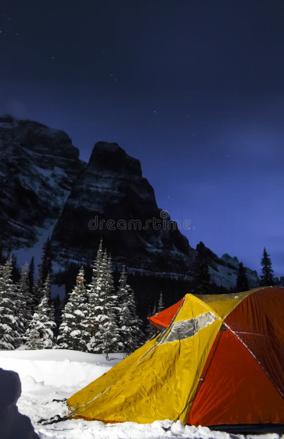 Camping at Night in the Mountains Stock Photo - Image of january, tent ...