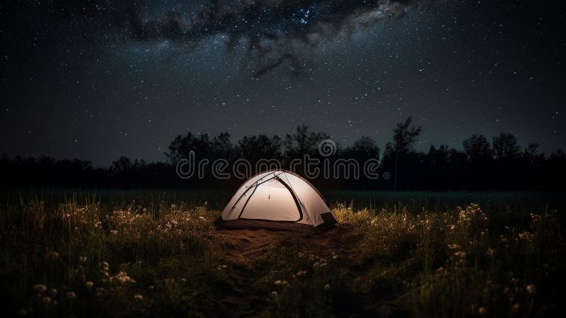 Camping on an Open Field in the Summer. Generative AI Stock ...