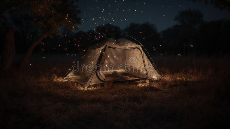 Camping on an Open Field in the Summer. Generative AI Stock ...