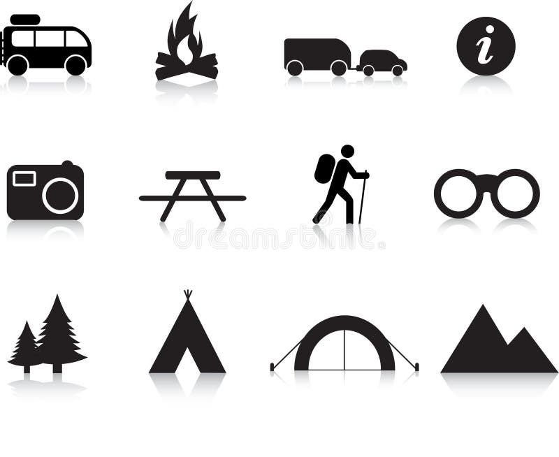 Camping and Outdoor Icon Set Stock Vector - Illustration of adventure ...