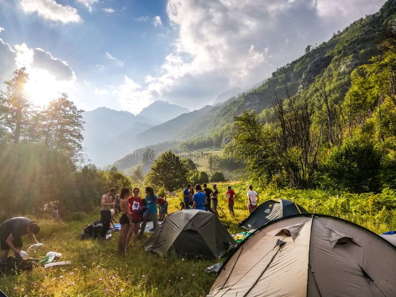 Camping place editorial photo. Image of place, alps - 129520936
