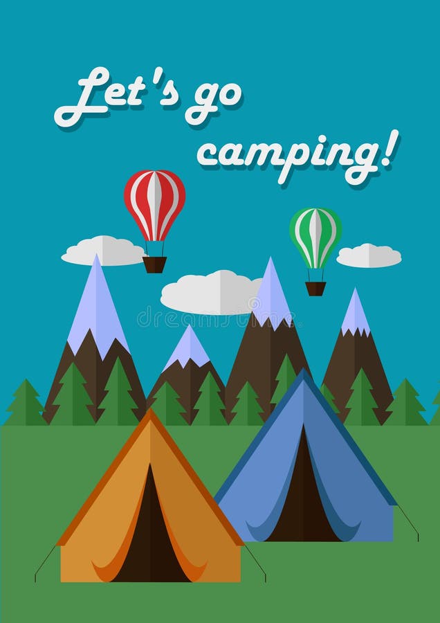 Camping poster stock vector. Illustration of lifestyle - 53091966
