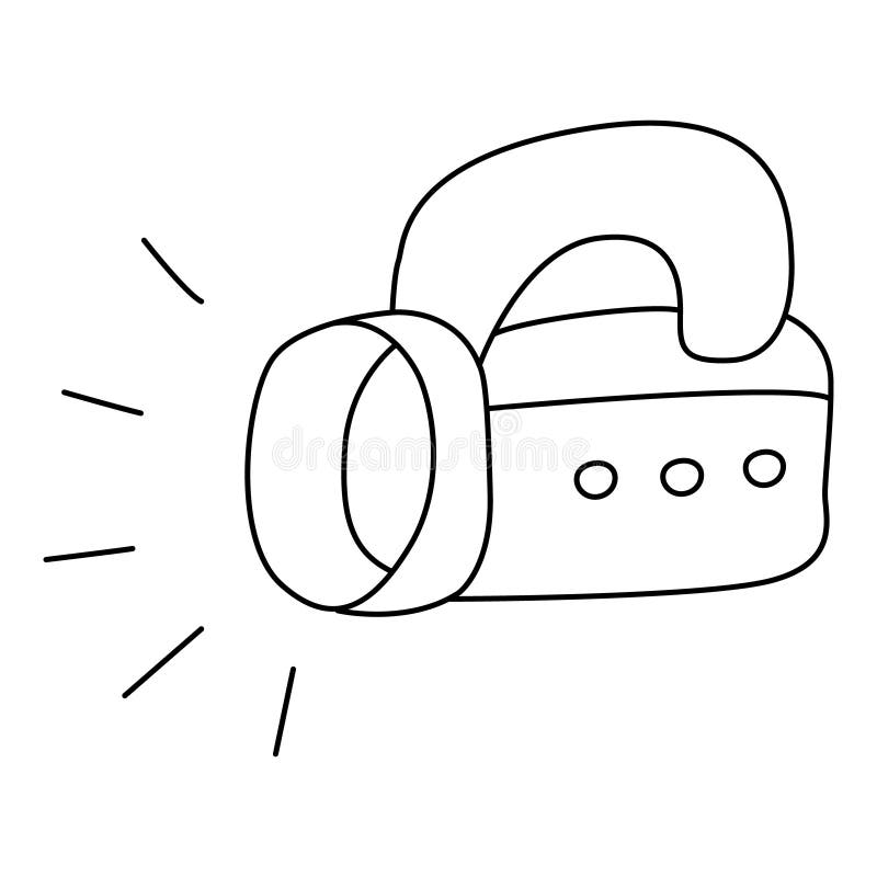 Camping Rechargeable Flashlight Doodle Style Stock Vector ...