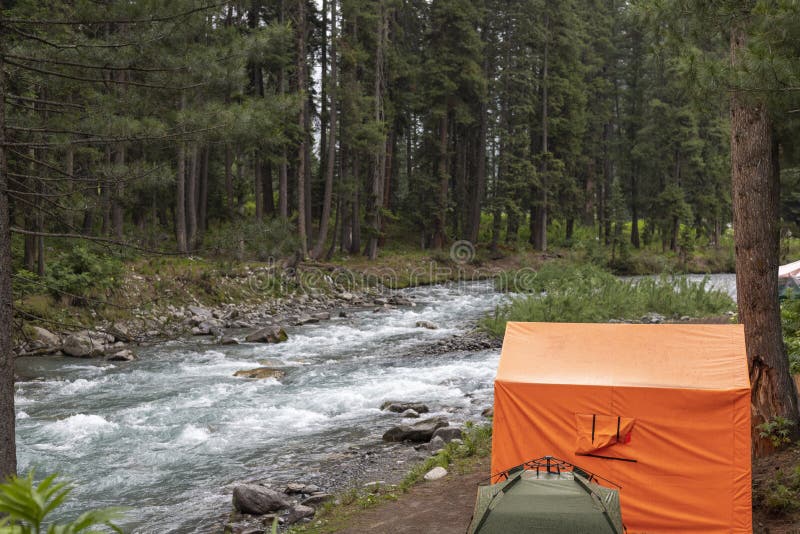 Camping on a River Side in Kumrat Valley Stock Image - Image of alpine ...