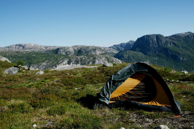 Camping on rough terrain stock image. Image of morning - 10929381