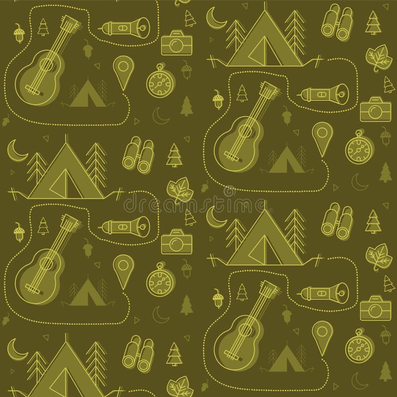 Set of Seamless Camping Patterns Stock Vector - Illustration of green, hill: 65197750