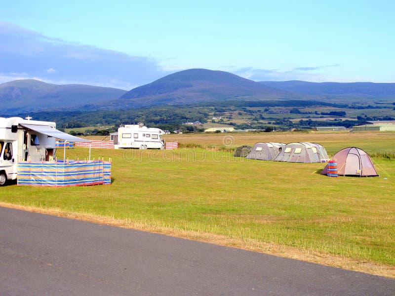 Camping, Shell Island, Wales. Editorial Stock Image - Image of vans ...