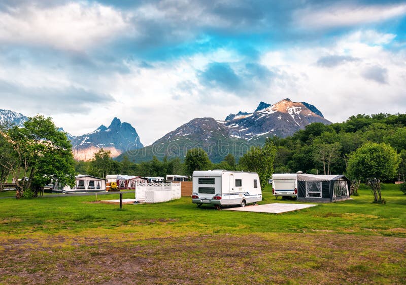 Camping site in Norway stock photo. Image of nordic - 156314578