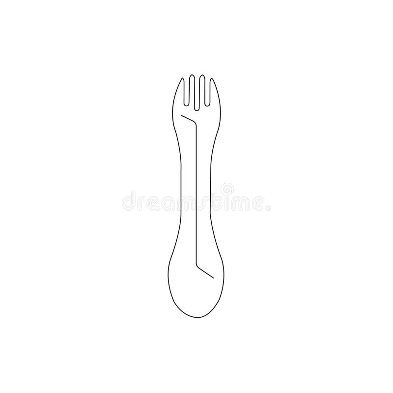 Camping Spoon and Fork Combination 2 in 1 Outline Icon, Vector ...
