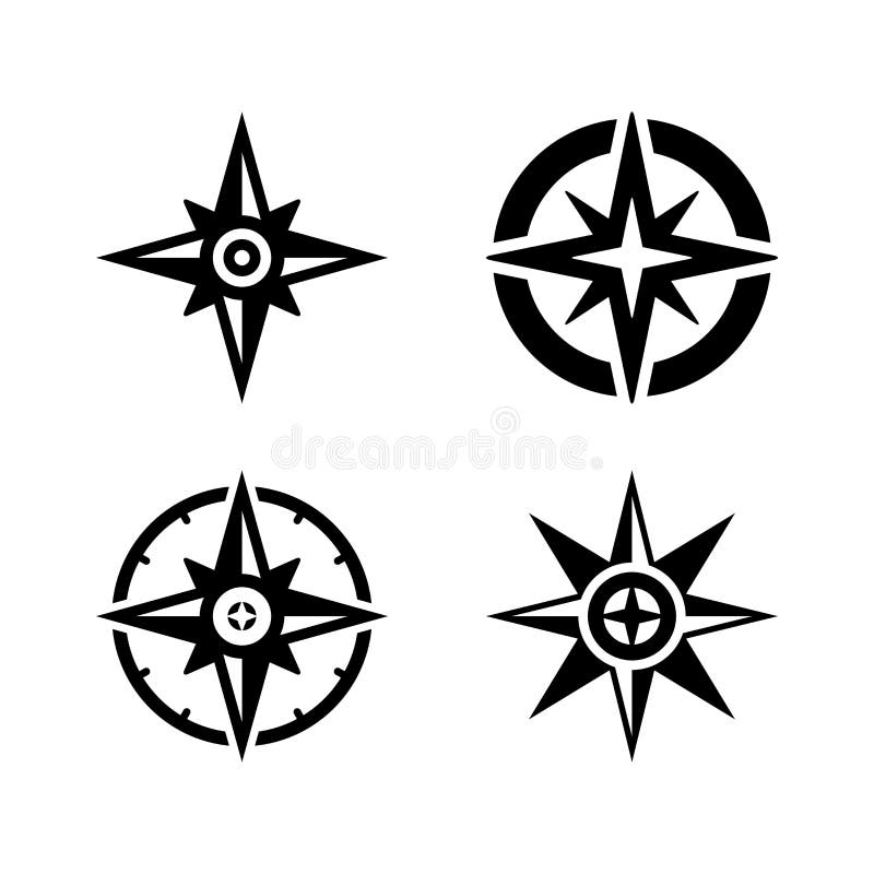 Camping Symbols. Set of Compass Rose Stock Vector - Illustration of ...