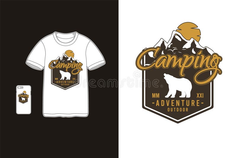 Camping T Shirt Mockup Merchandise Stock Vector - Illustration of ...