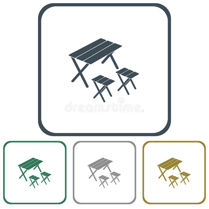 Camping Table and Stool Icon Stock Vector - Illustration of element ...