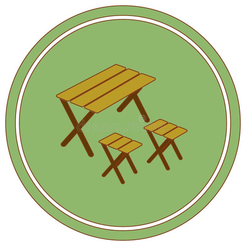 Camping Table and Stool Icon Stock Vector - Illustration of table ...