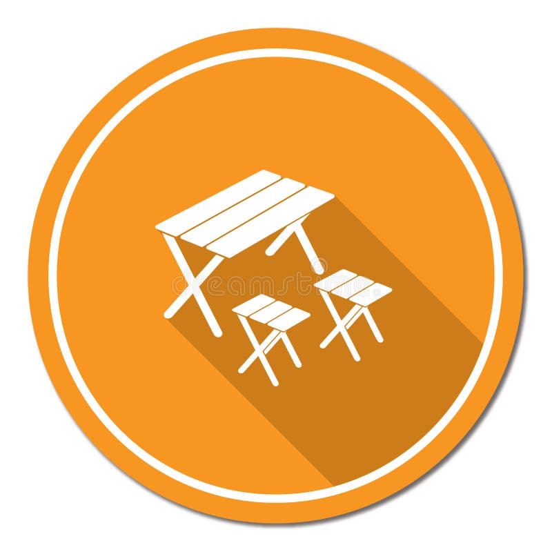 Camping Table and Stool Icon Stock Vector - Illustration of outside ...