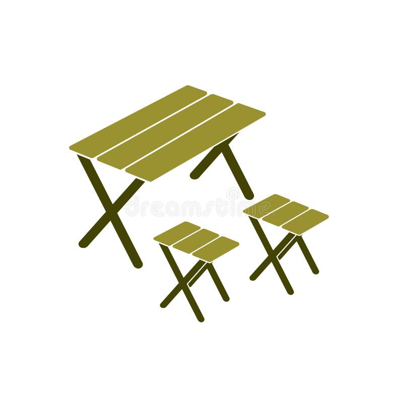 Camping Table and Stool Icon Stock Vector - Illustration of cartoon ...