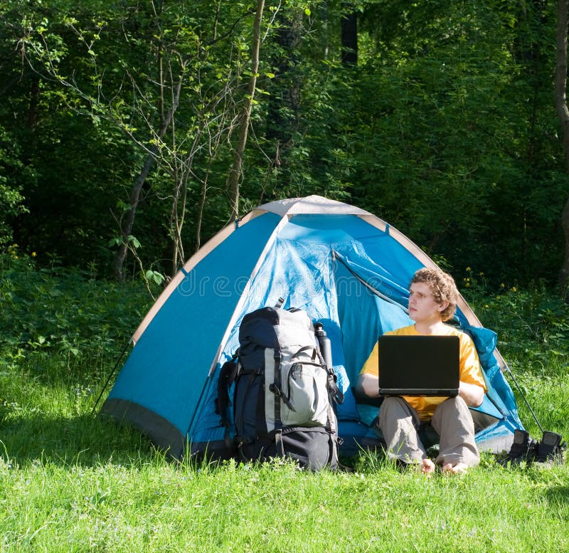 Camping Computer stock image. Image of computer, friendship - 10932745