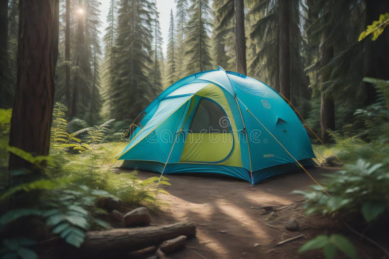 Camping Tent in the Forest. Camping in the Forest Stock Illustration ...