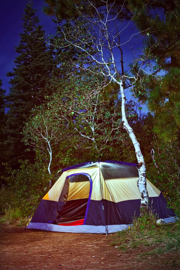 Camping Tent in the Forest at Night Stock Photo - Image of fall, zion ...