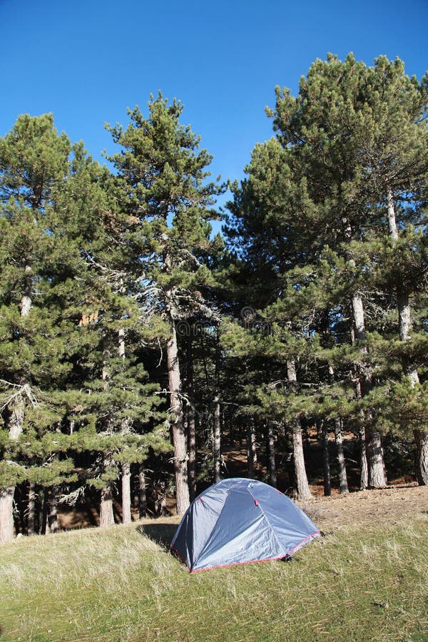 Gray Camping Tent in Mountains. Stock Image - Image of environment ...