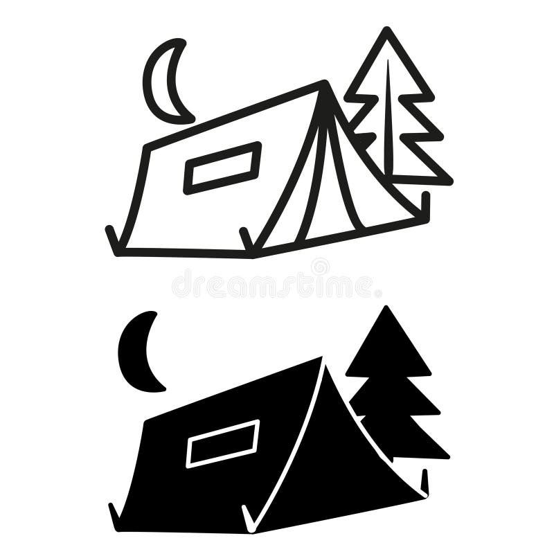 Camping tent icons stock vector. Illustration of moon - 281963746