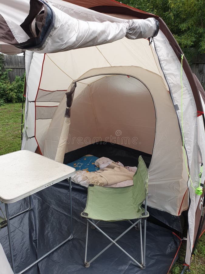 Camping with a Tent, Interior in a Tent, Sleeping Place Stock Photo ...