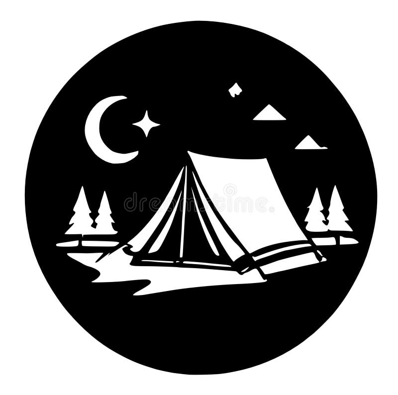 Camping Tent with Moon and Stars Illustration Design Stock Illustration ...