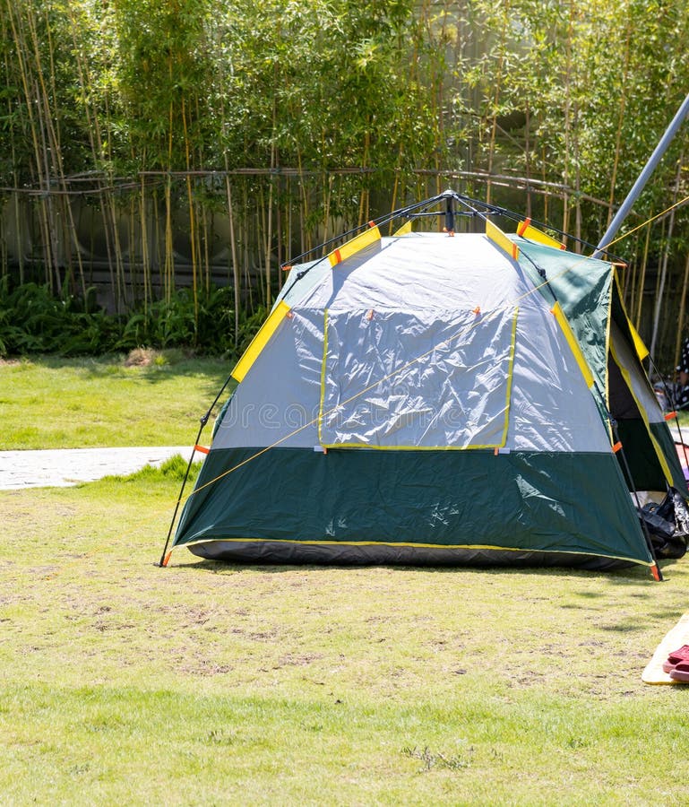 A Camping Tent in the Outdoor Vertical Composition Stock Image - Image ...