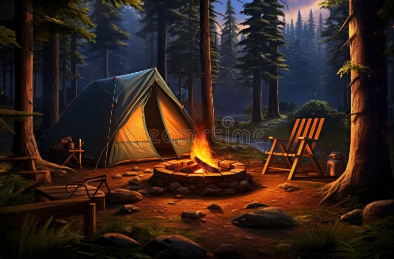 Camping and Tent Under the Tree Forest with Beautiful Sunlight in the ...